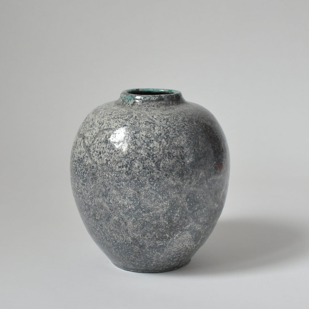 Otto MEIER - Vase grey, yellow, turquoise - Studio Pottery