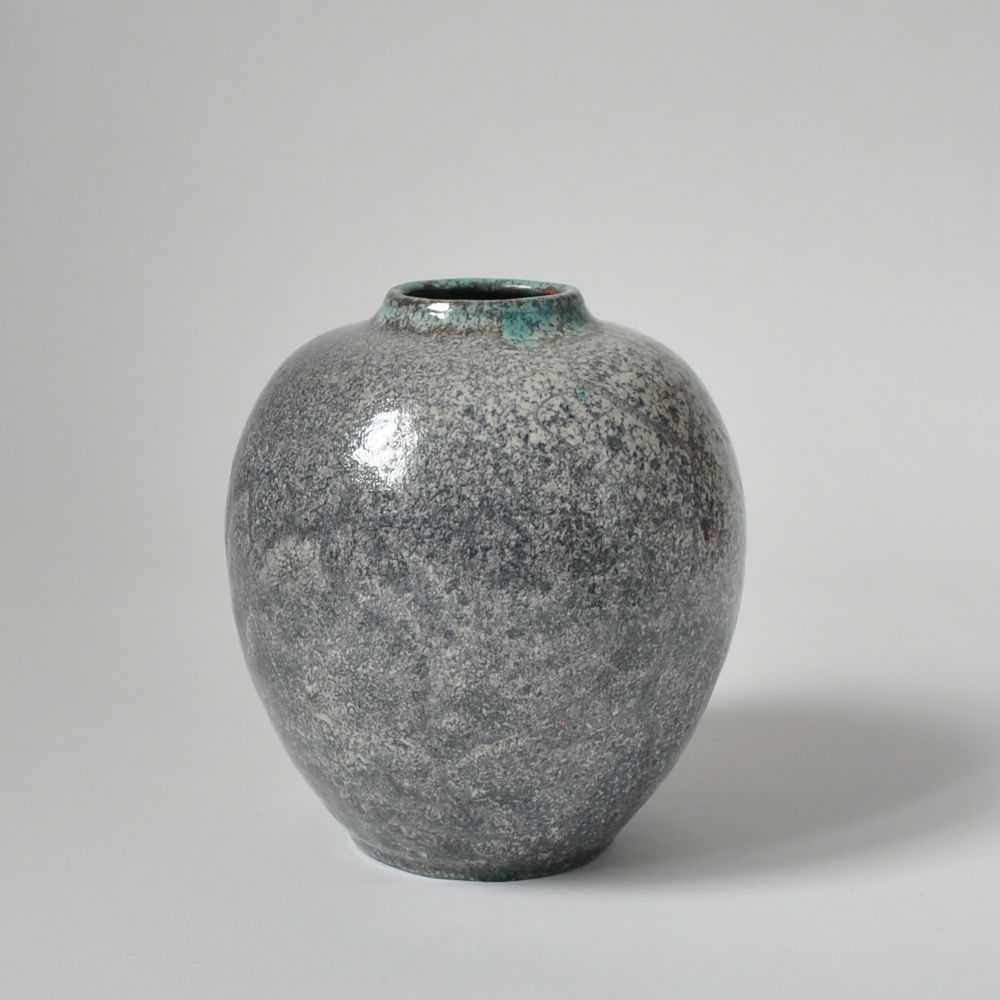 Otto MEIER - Vase grey, yellow, turquoise - Studio Pottery
